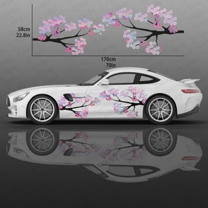 Holographic Laser Sakura Car Sticker Vinyl Side Graphic Decoration ...