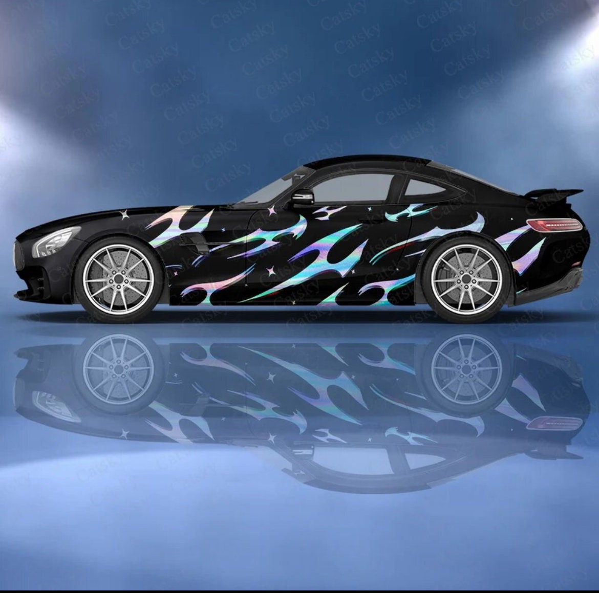 Holographic Laser Flame Car Sticker Vinyl Side Graphic Decoration ...