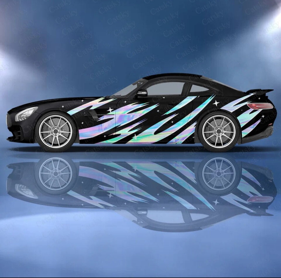 Holographic Laser Flame Car Sticker Vinyl Side Graphic Decoration ...