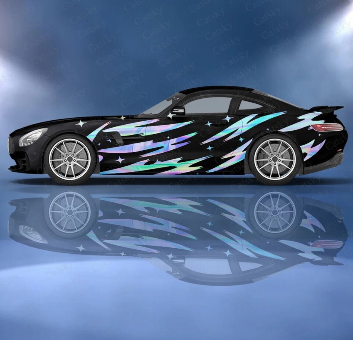 Holographic Laser Flame Car Sticker Vinyl Side Graphic Decoration ...