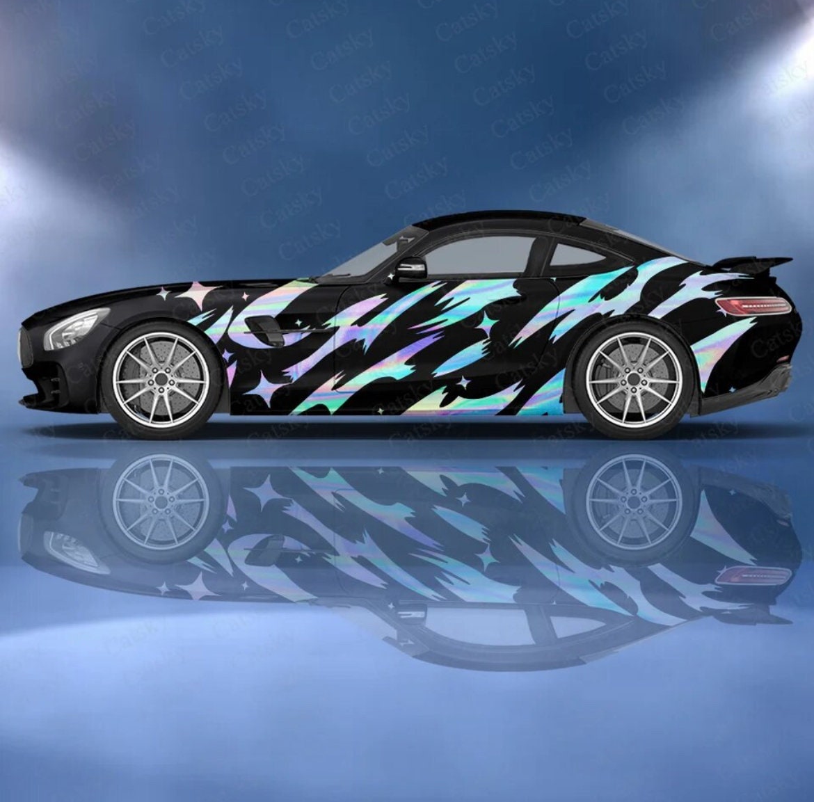 Holographic Laser Flame Car Sticker Vinyl Side Graphic Decoration ...