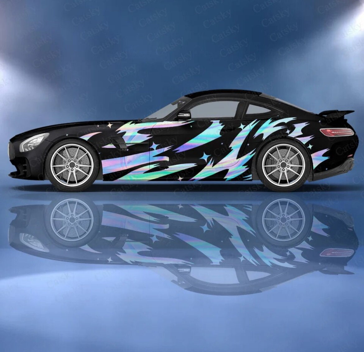 Holographic Laser Flame Car Sticker Vinyl Side Graphic Decoration ...