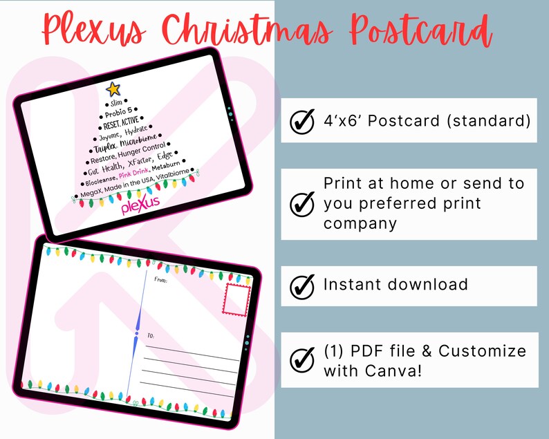 Plexus Christmas Postcard, Instant Download, PDF & Customize With Canva ...
