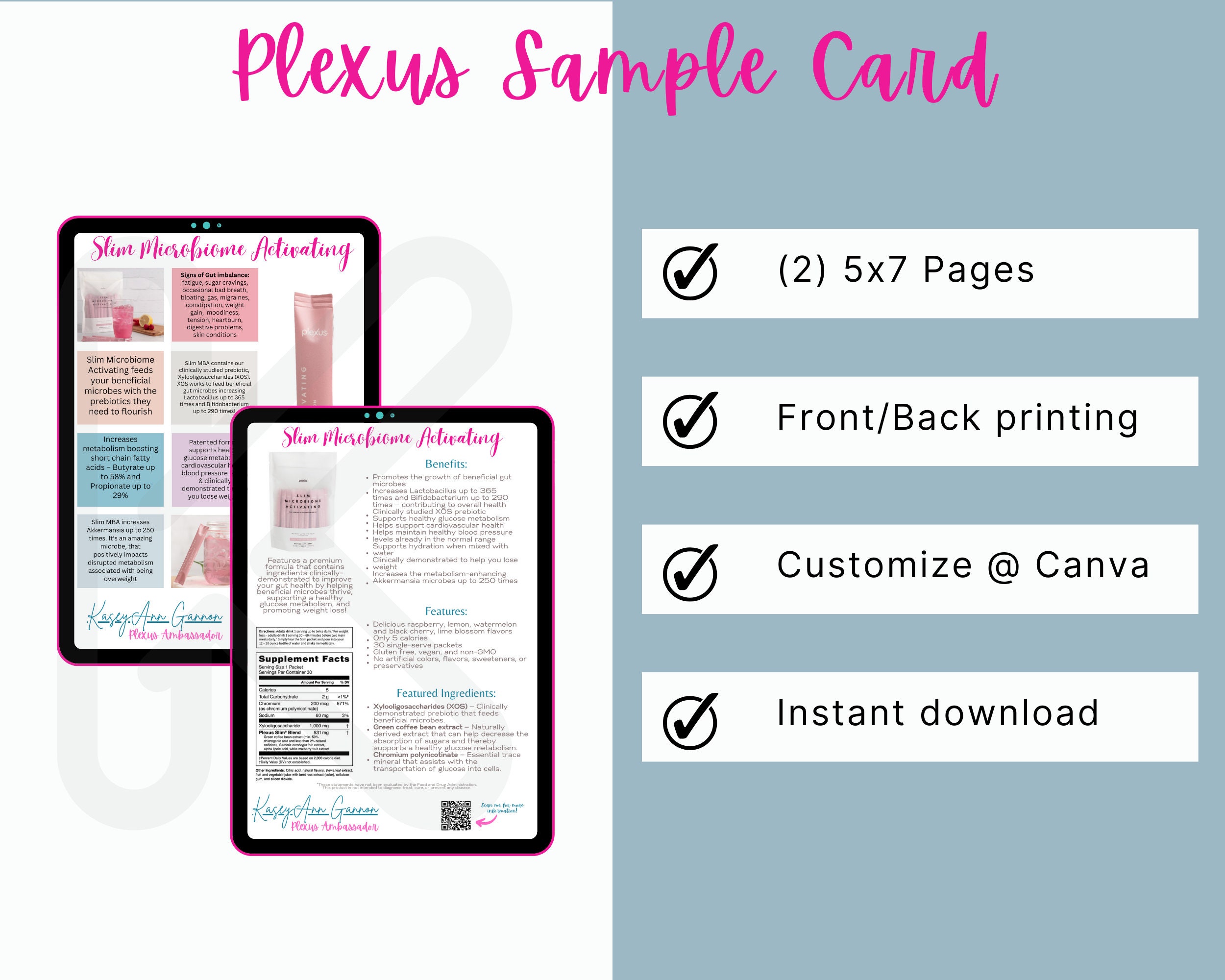 Plexus Sample Card - Slim Microbiome (slim MBA), Customize W/ Canva, Plexus Swag - Etsy
