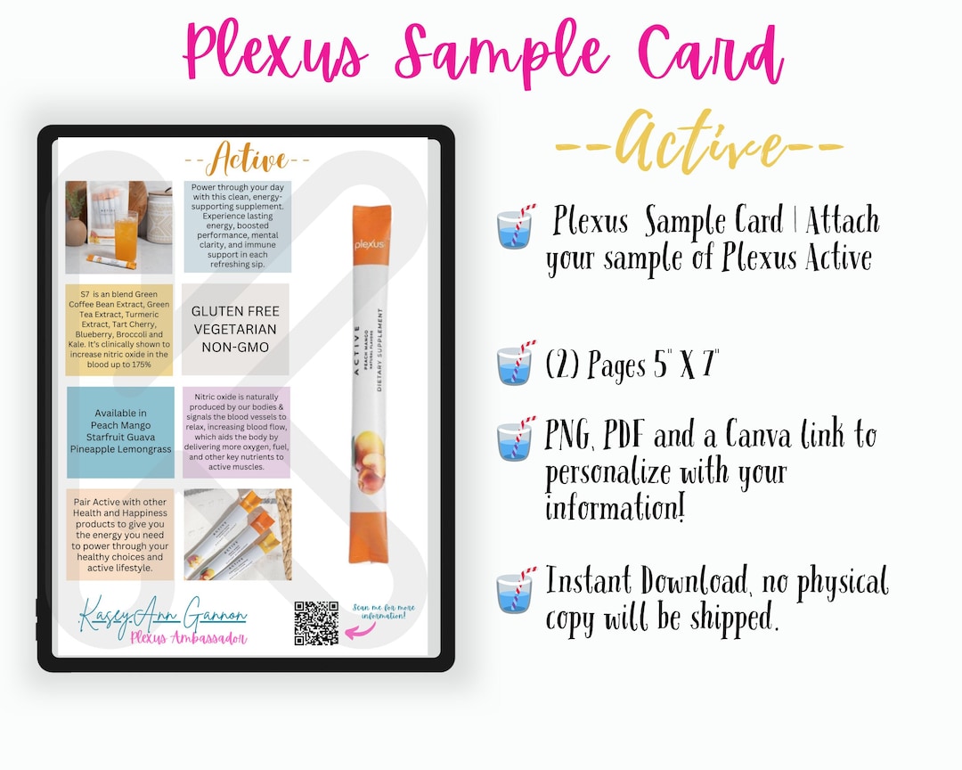 Plexus Sample Card - Active, Customize W/ Canva, Plexus Swag - Etsy