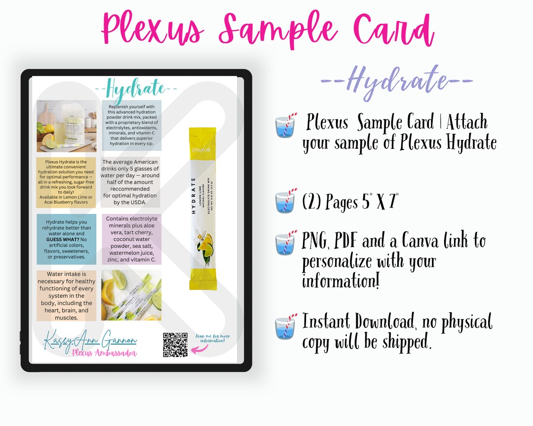 Plexus Sample Card - Hydrate, Customize W/ Canva, Plexus Swag - Etsy