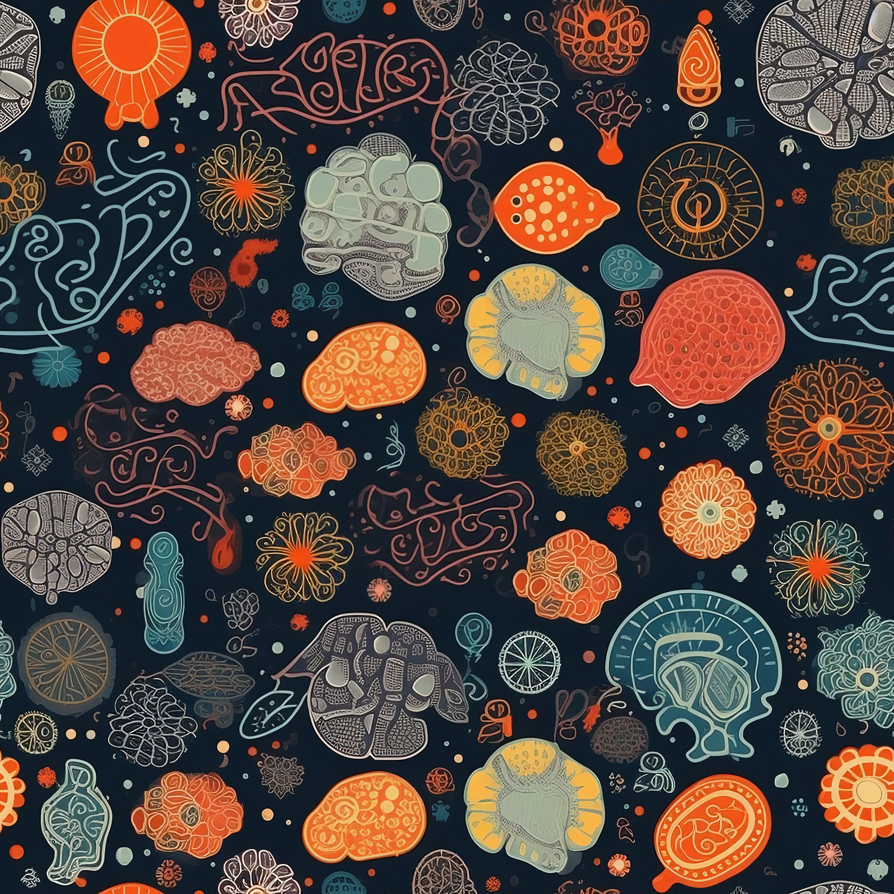 Bright Brain Art Digital Paper SEAMLESS Brain Patterns 12 Designs 4096 ...