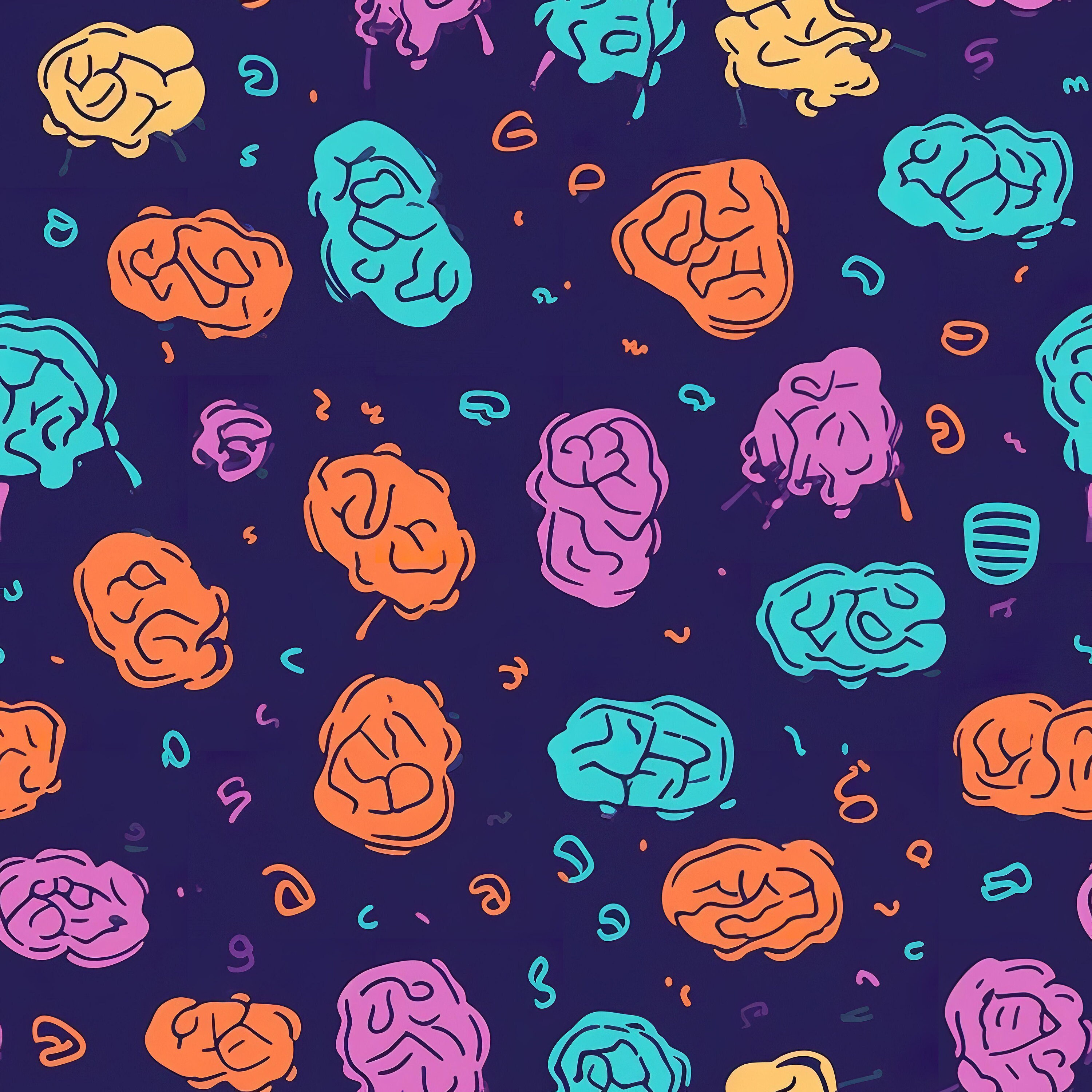 Bright Brain Art Digital Paper | SEAMLESS Brain Patterns | 12 Designs ...