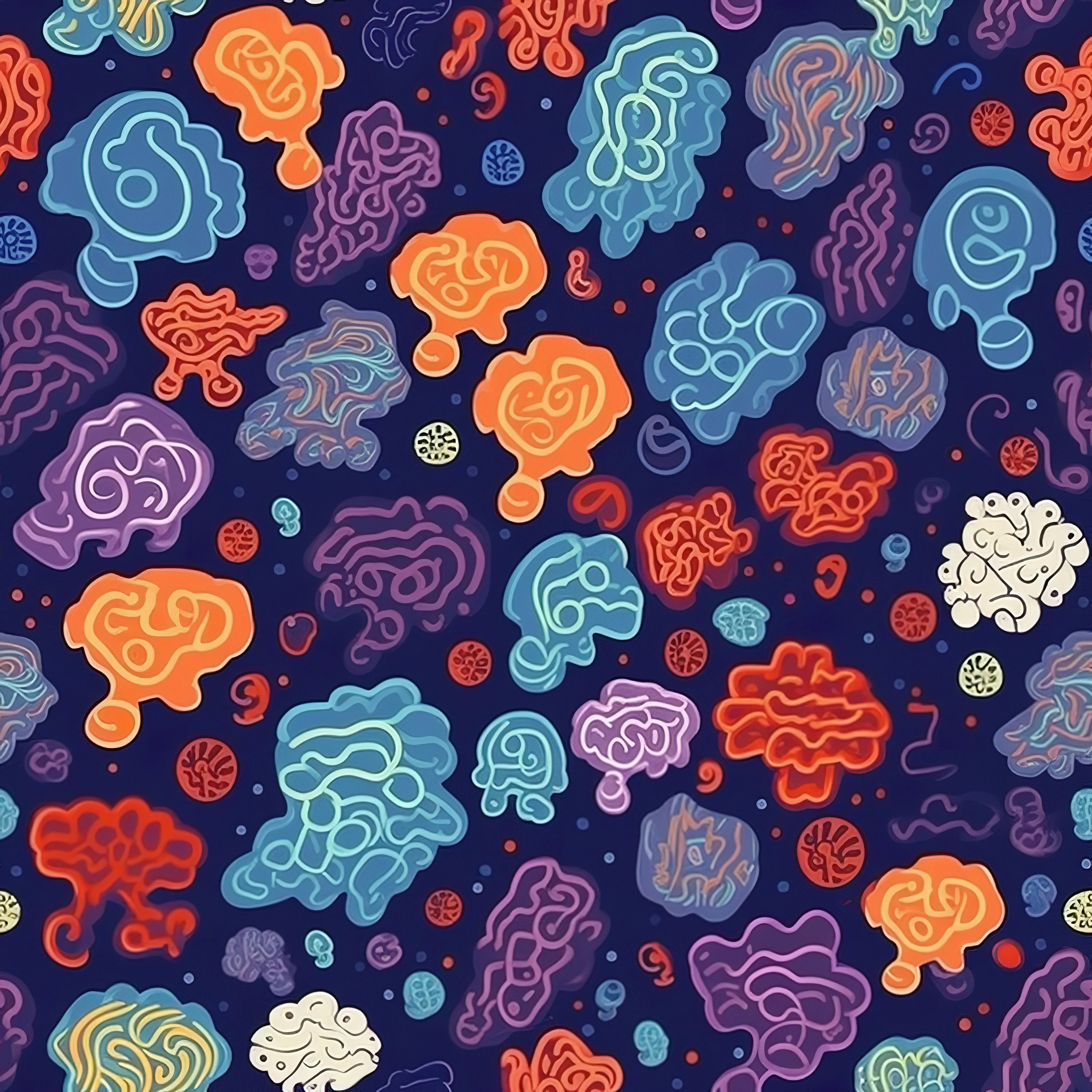 Bright Brain Art Digital Paper SEAMLESS Brain Patterns 12 Designs 4096 ...