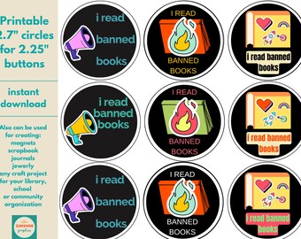Banned Book Printable Image Collage for Pin Back Button Making - Etsy