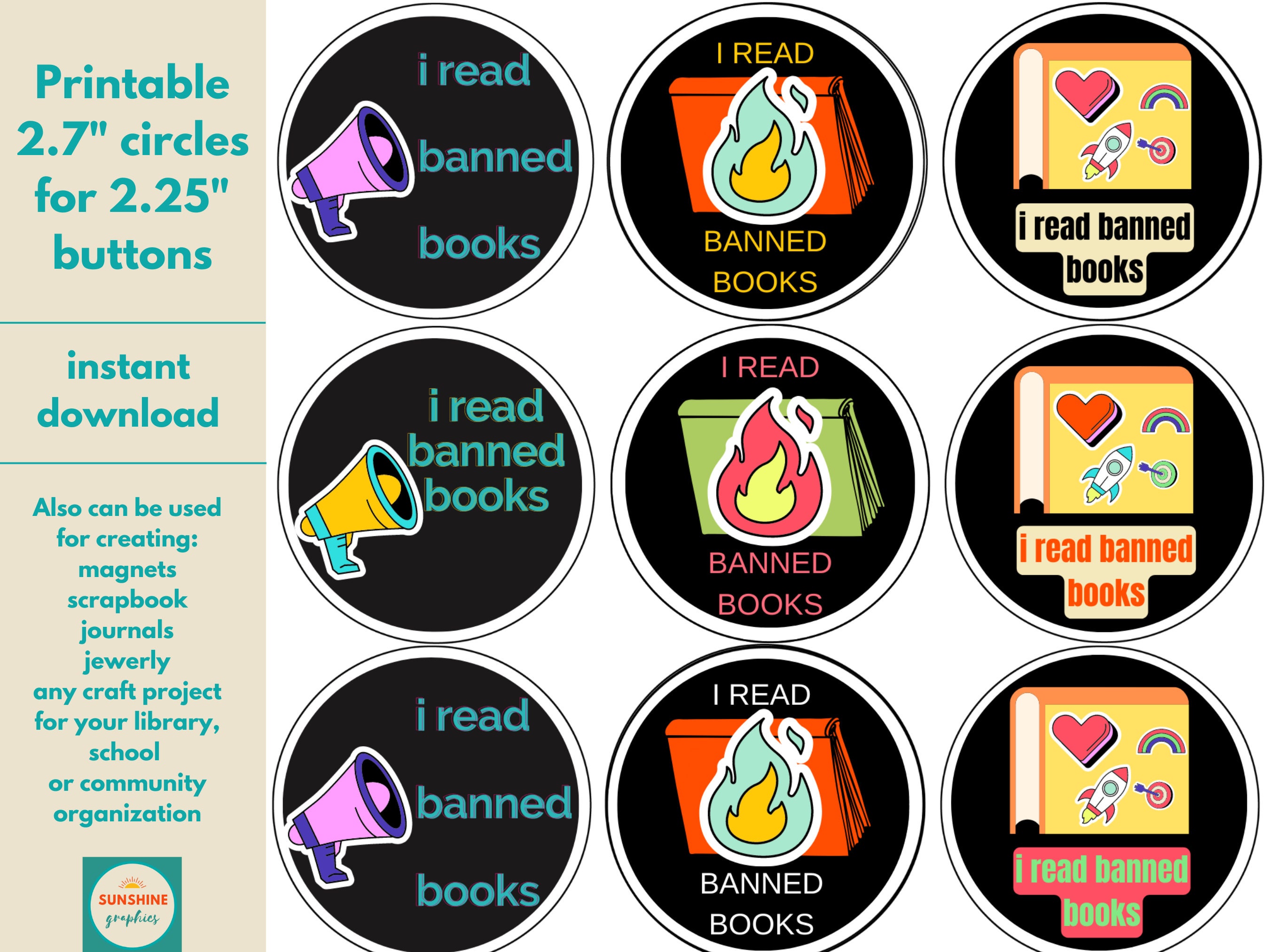 Banned Books Pin-back Button Printable Image Collage - Etsy