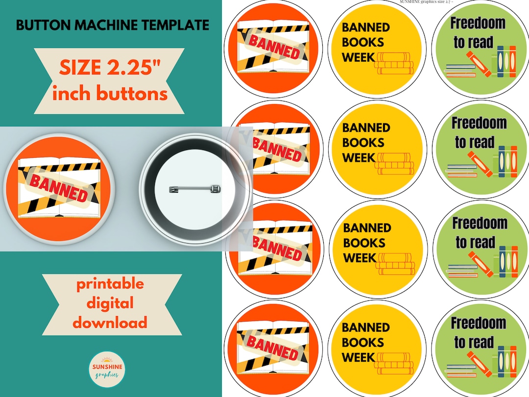 Banned Book Printable Image Collage for Pin Back Button Making ...