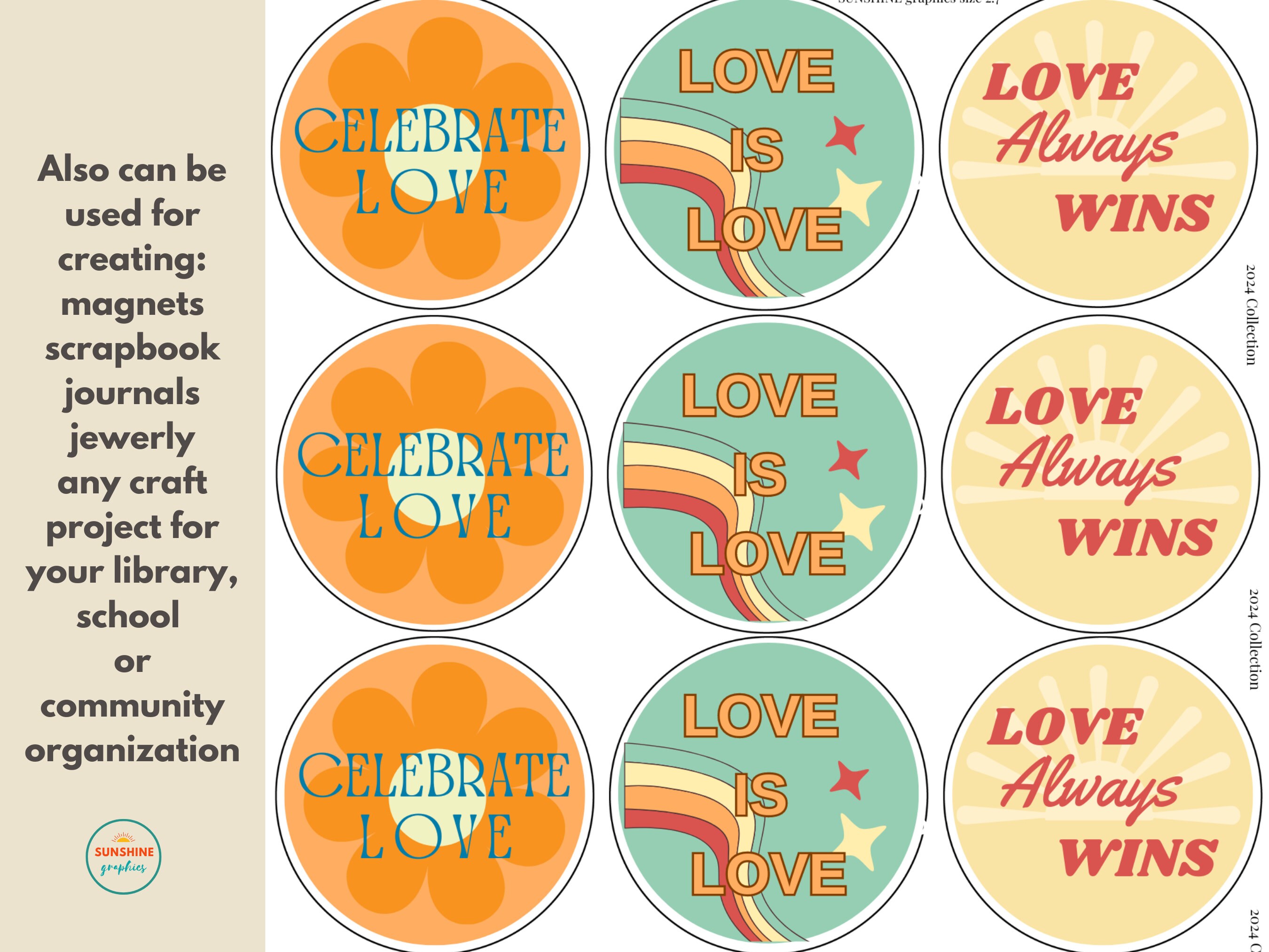 Pride LGBT Pin-back Button Printable Image Collage - Etsy