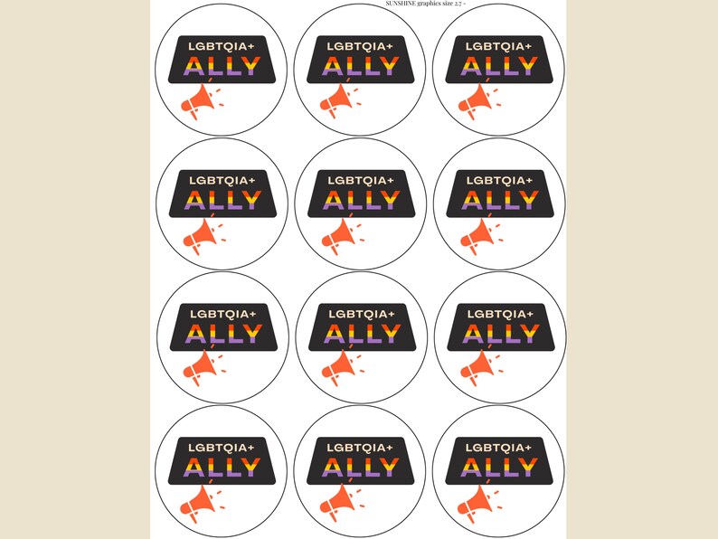 Ally LGBTQ Pin-back Button Printable Image Template - Etsy