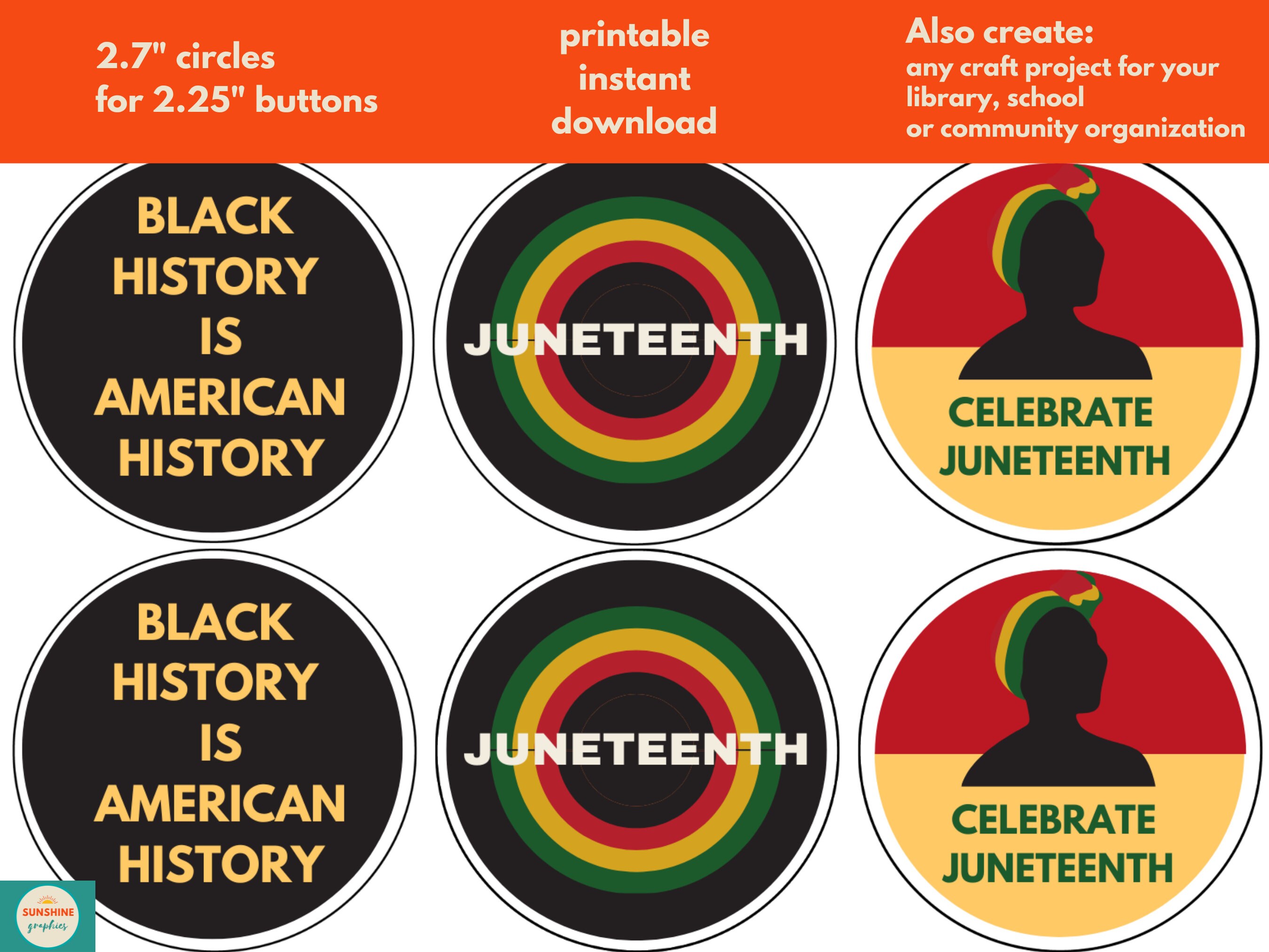 JUNETEENTH Pin Printable Image Collage for Button Making/ Instant ...