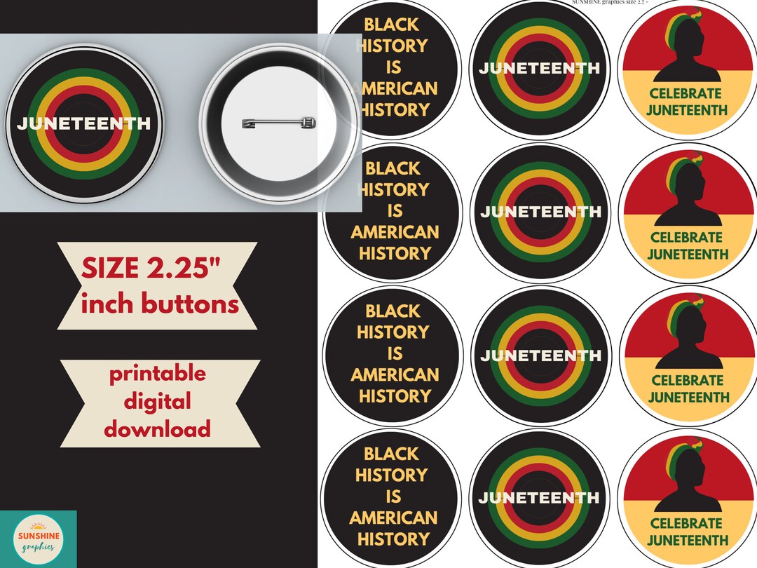 JUNETEENTH Pin Printable Image Collage for Button Making/ Instant ...