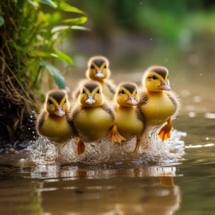 Baby Duckings Summer Fun, Cute Little Ducklings - Etsy