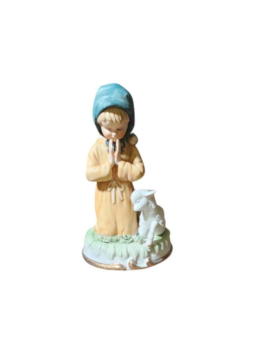 Lefton Vintage Praying Girl Child With Lamb Bird on Shoulder Japan ...