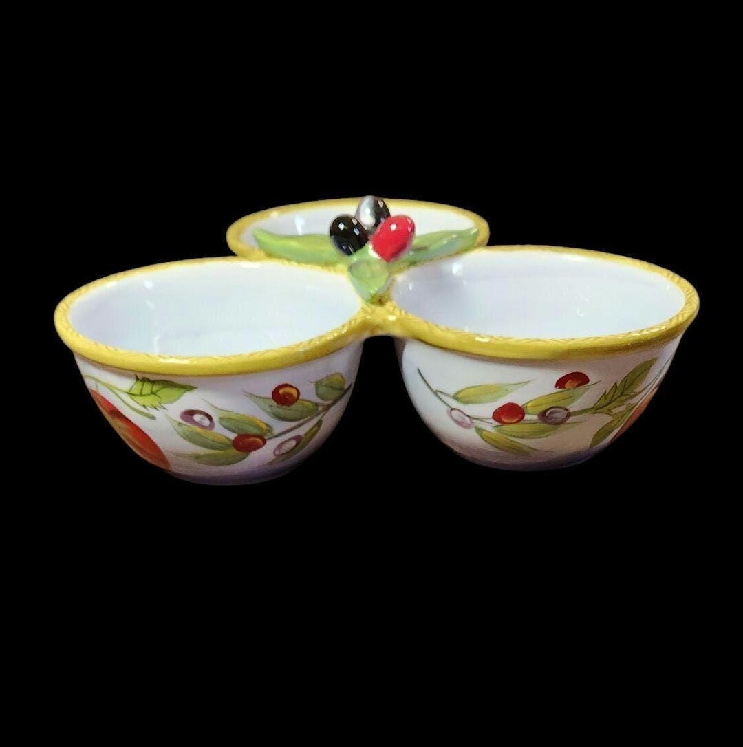 Clay Art Fruit and Berries Divided Dish Snack Bowl - Etsy