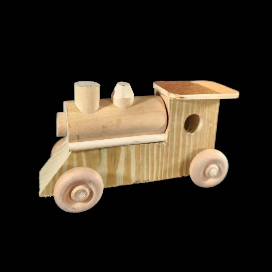 Mid-century Modern Wood Carved Toy Train Children Room Decor Baby ...