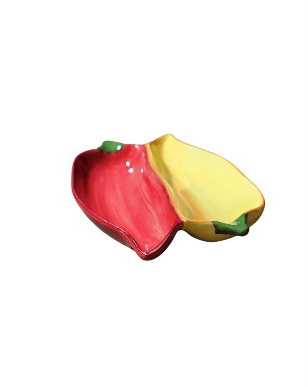 Clay Art Pottery Ceramic Double Pepper Yellow Red Chili Jalapeño Dish ...