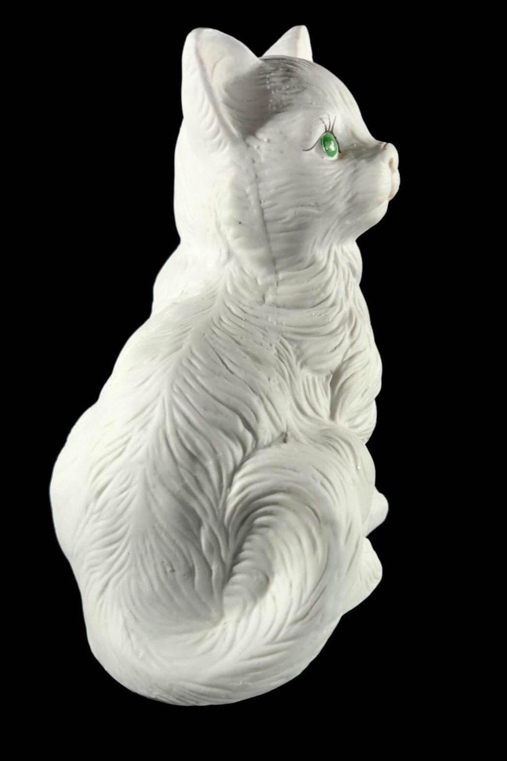 White Ceramic Adorable Persian Cat Statue With Green Eyes - Etsy