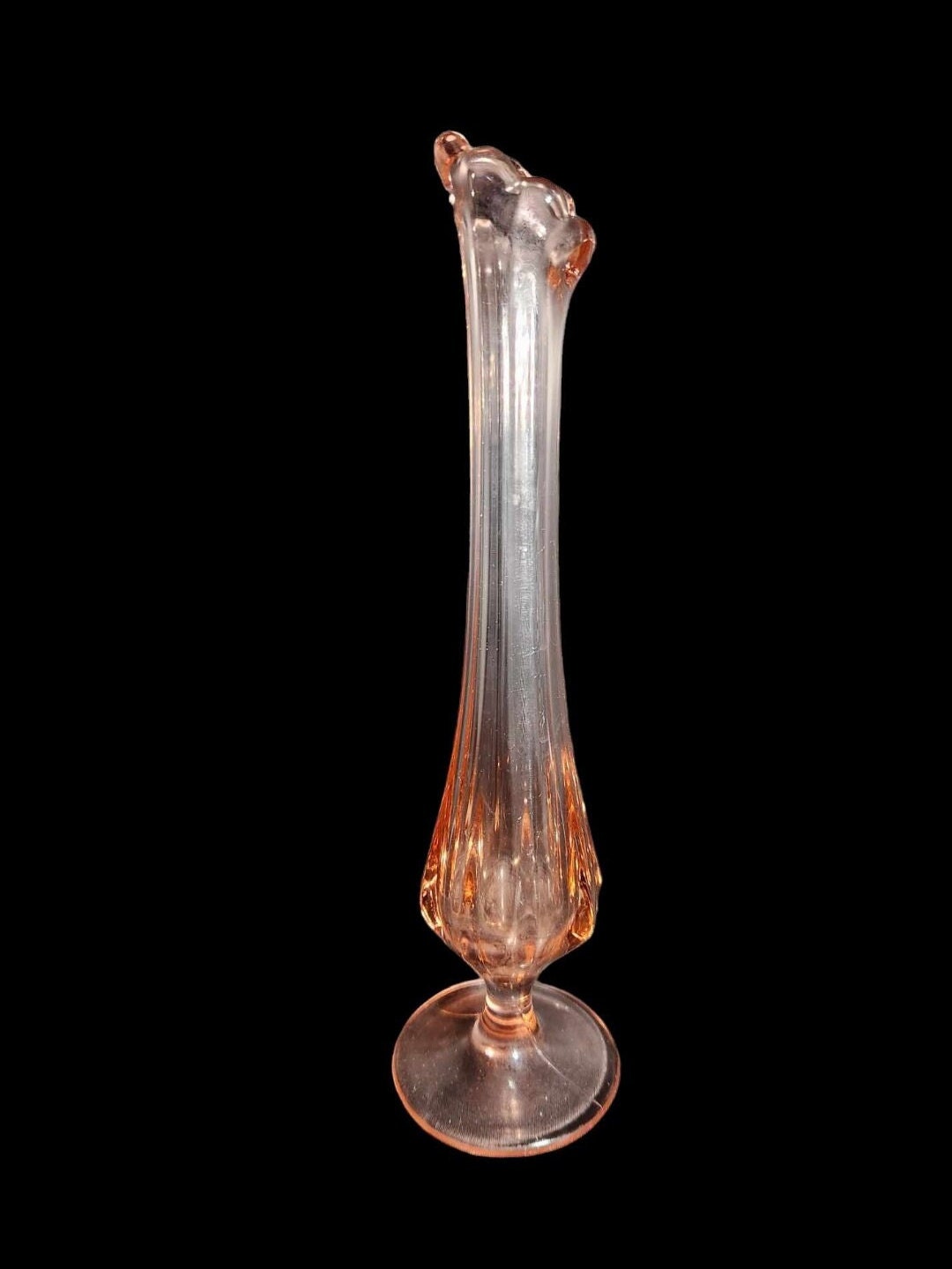 Fluted Pedestal Pink Glass Swung Bud Vase - Etsy