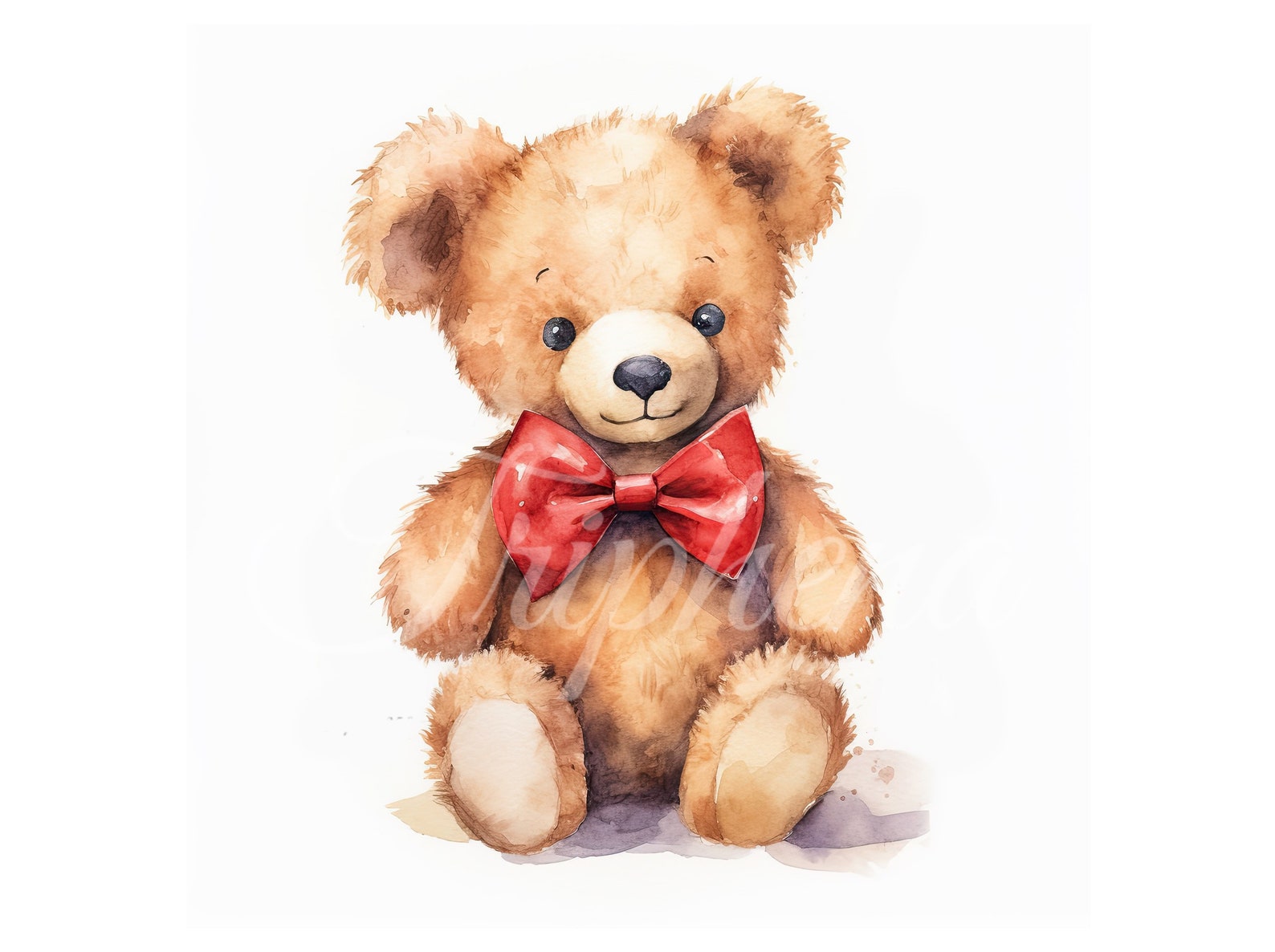 Bow Tie Teddy Clipart, Teddy Bear, Watercolour Art, Digital Clipart ...