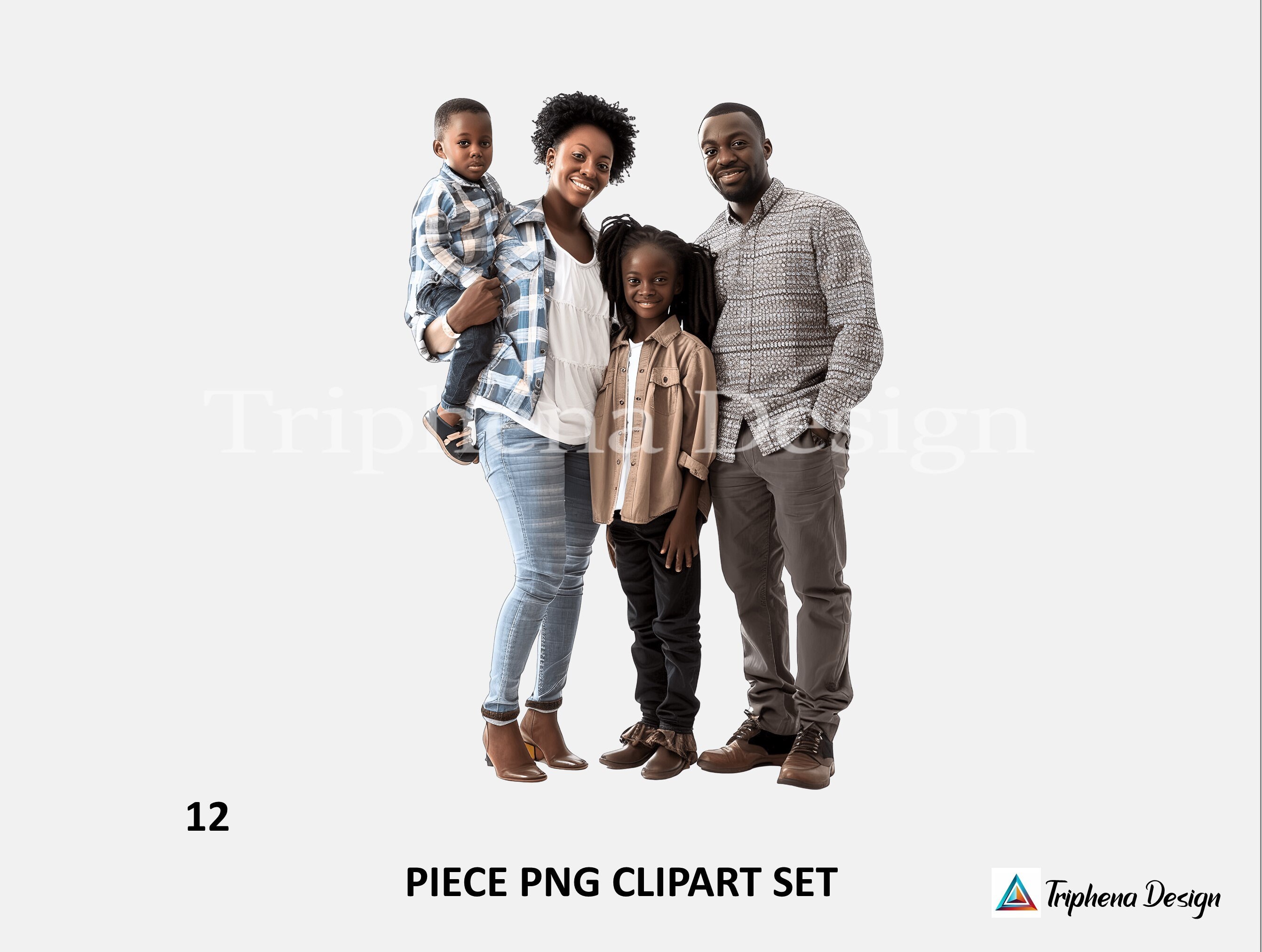Families Clipart, Realistic African American, Family Clipart Bundle ...