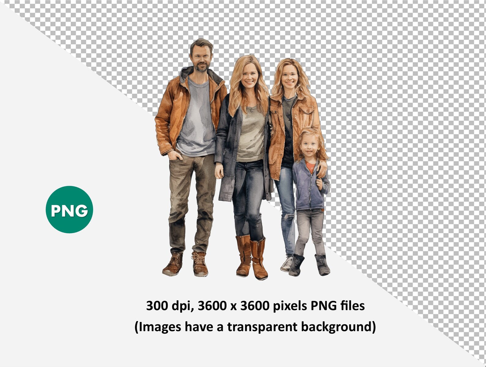 Families Clipart, Multicultural Families, Realistic Watercolour Images ...