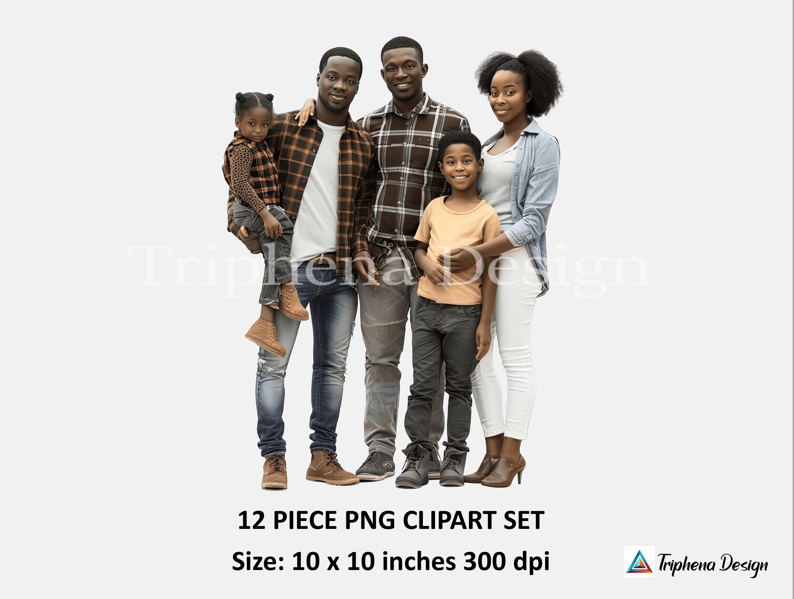 Families Clipart, Realistic African American, Family Clipart Bundle ...