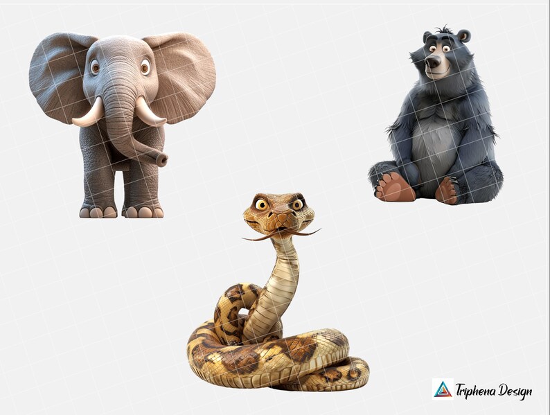 The Jungle Book, 12 PNG, Clipart Set, Watercolour, Rudyard Kipling ...