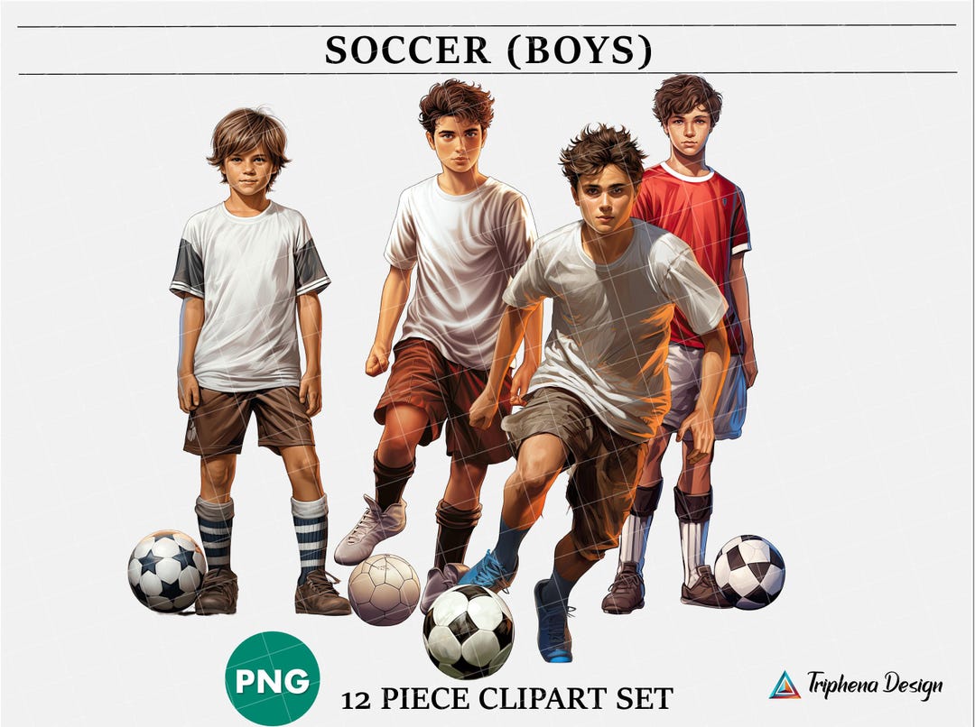 Football Soccer Clipart, Boys Clipart Files, PNG Watercolor, Sports ...