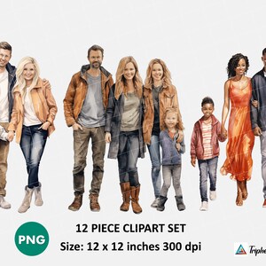 Families Clipart, Multicultural Families, PNG, Realistic Watercolour ...