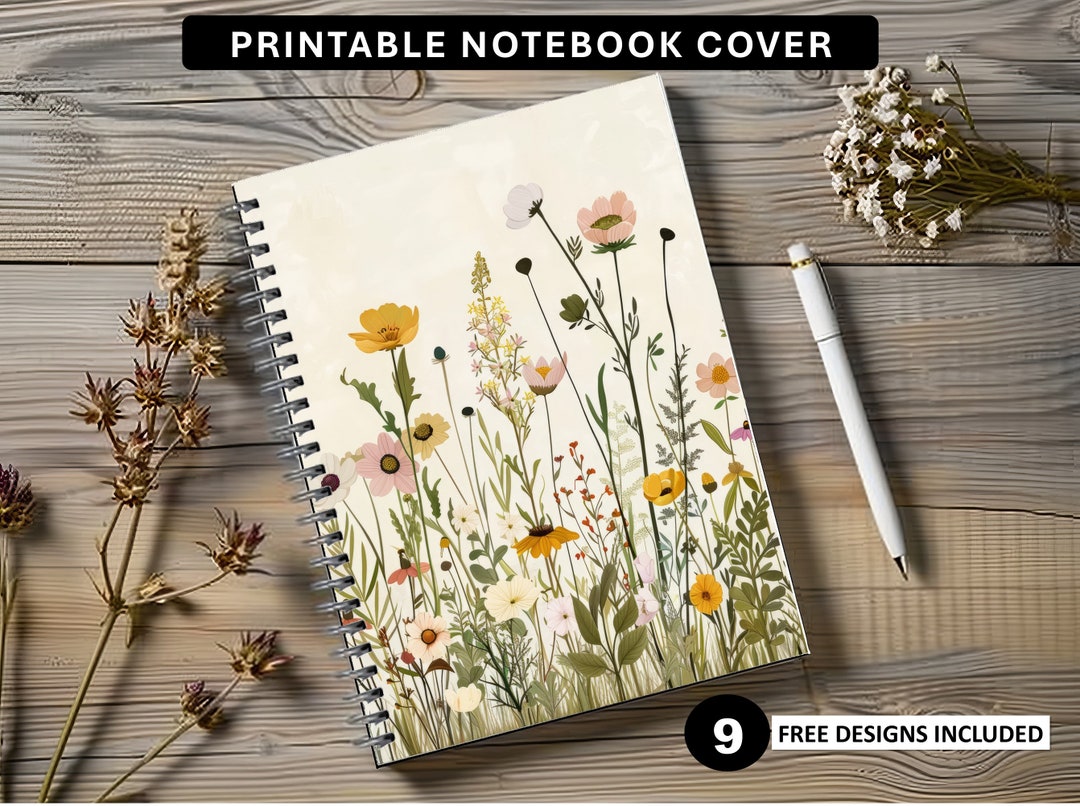 Boho Wildflowers Printable Journal Covers Notebook Cover Planner Cover ...