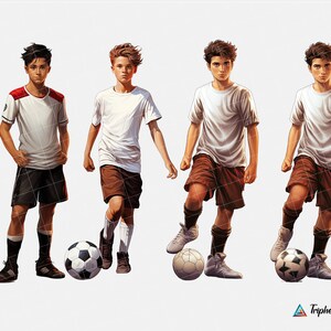 Football Soccer Clipart, Boys Clipart Files, PNG Watercolor, Sports ...