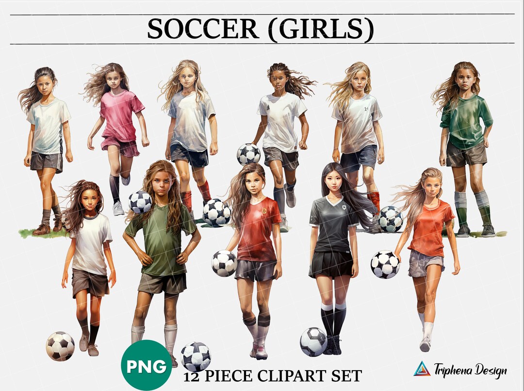 Soccer girls Clipart, Football Clipart, PNG Transparent, Multicultural ...