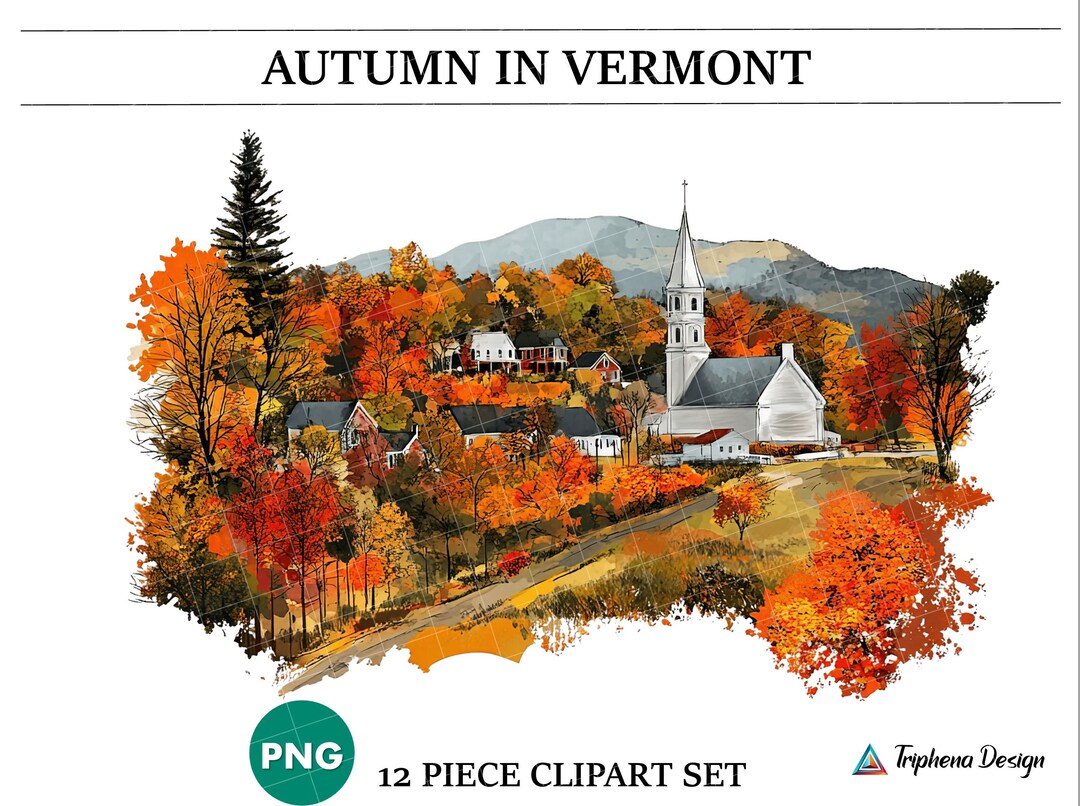 Autumn Fall Clipart, Vermont, PNG Clipart, High-quality Watercolour ...