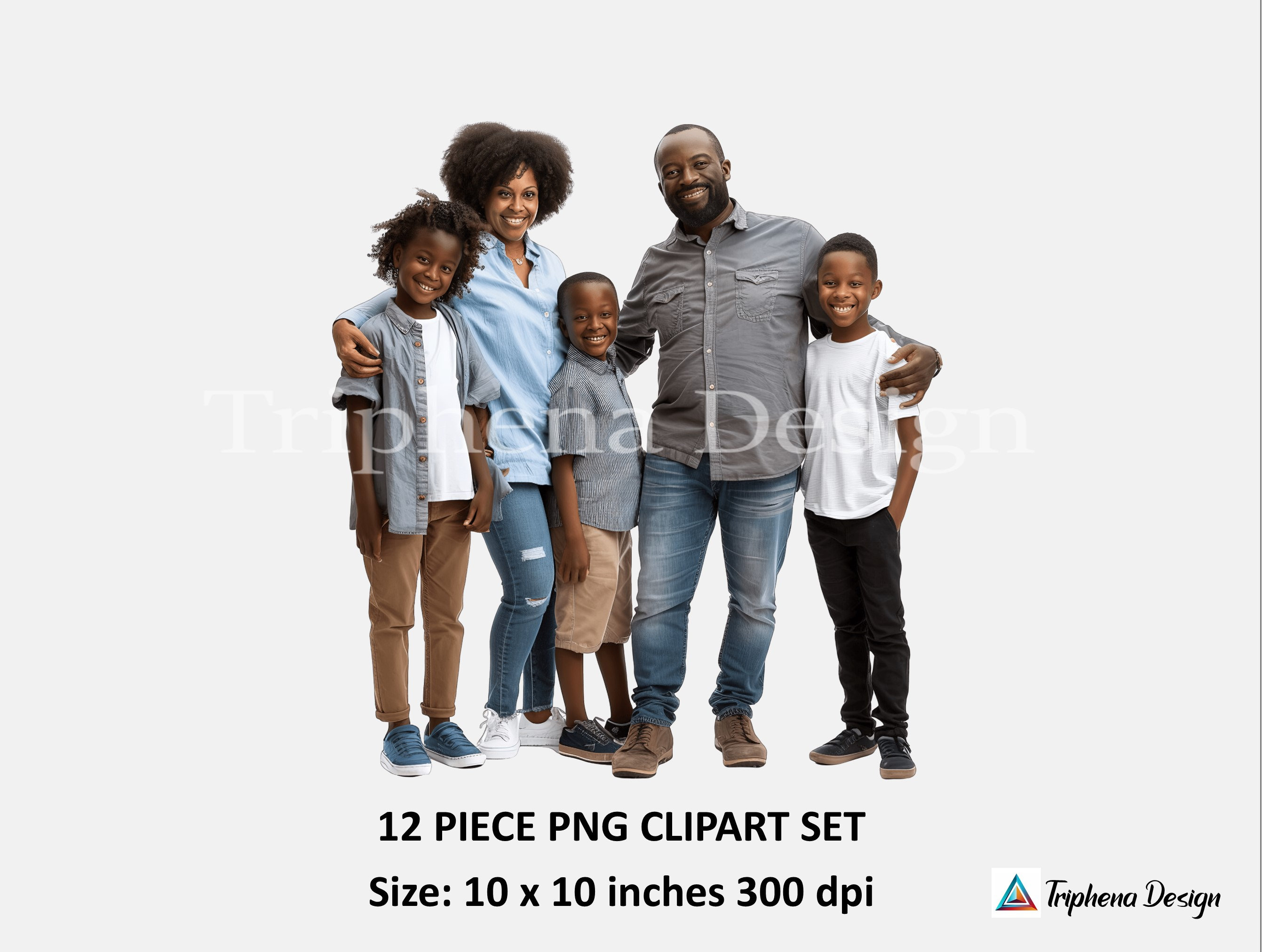 Families Clipart, Realistic African American, Family Clipart Bundle ...