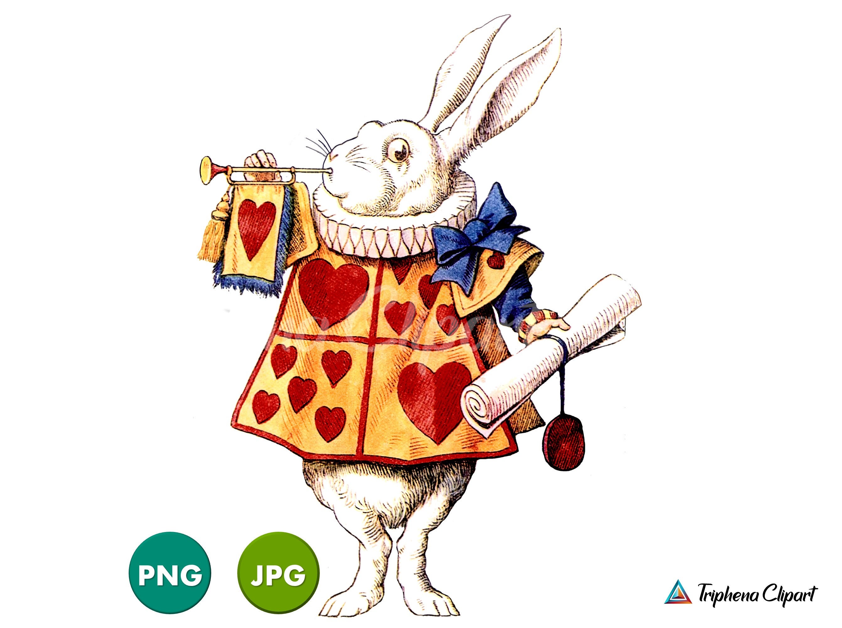 White Rabbit Clipart, Alice in Wonderland Clipart, JPG, PNG, Fantasy ...