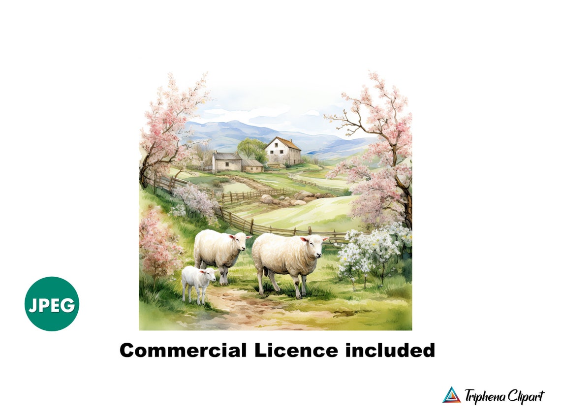 Spring in the Country Clipart, Fall, Autumn Clipart, Watercolour Farm ...