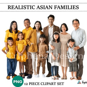 Families Clipart, Asian Family Clipart Bundle, Transparent PNG ...