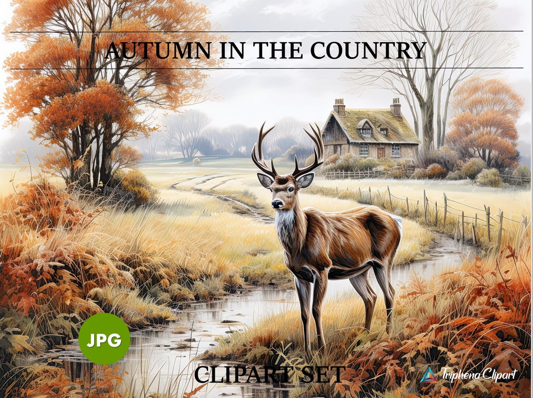 Fall in the Country Clipart, Fall, Autumn Clipart, Watercolour Farm ...