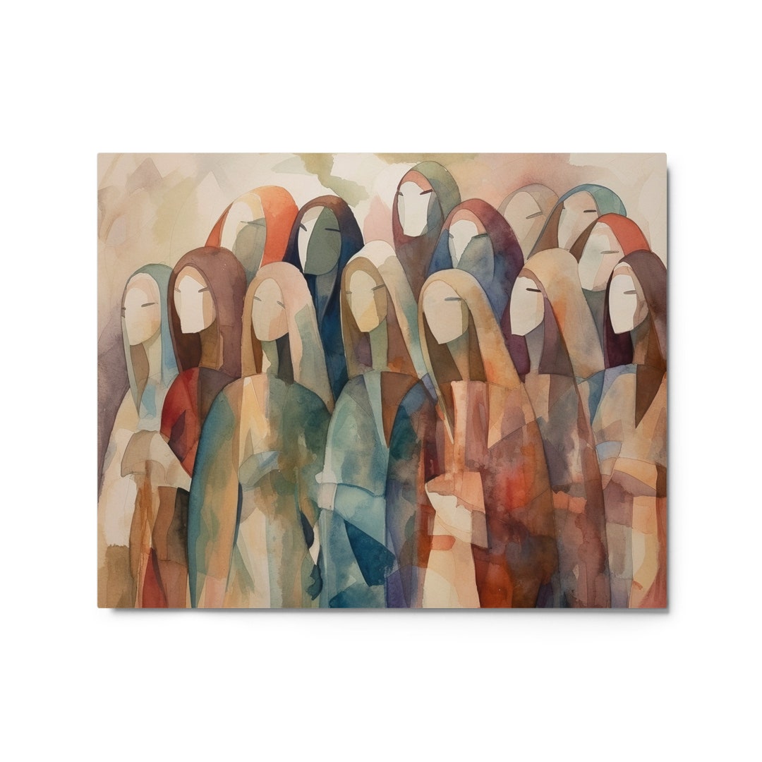Parable of the Ten Virgins Metal Print - Vibrant Watercolor Biblical ...