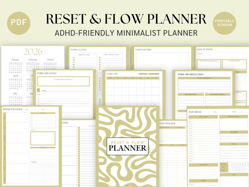 Minimalist ADHD Planner, Productivity, Wellbeing Tracker (PDF Download ...