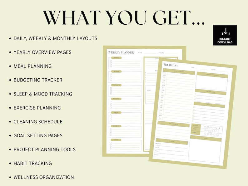Minimalist ADHD Planner, Productivity, Wellbeing Tracker (PDF Download ...