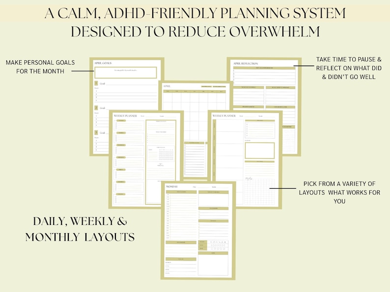 Minimalist ADHD Planner, Productivity, Wellbeing Tracker (PDF Download ...