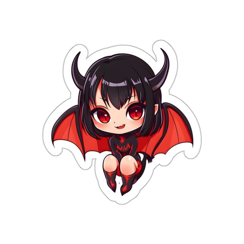 Cute Chibi Demon Sticker Kawaii Gothic Devil Character Decal - Etsy