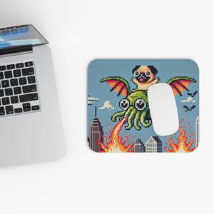 Pixel Art Pug Riding Cthulhu Mouse Pad Fun & Retro Gaming Design - Etsy