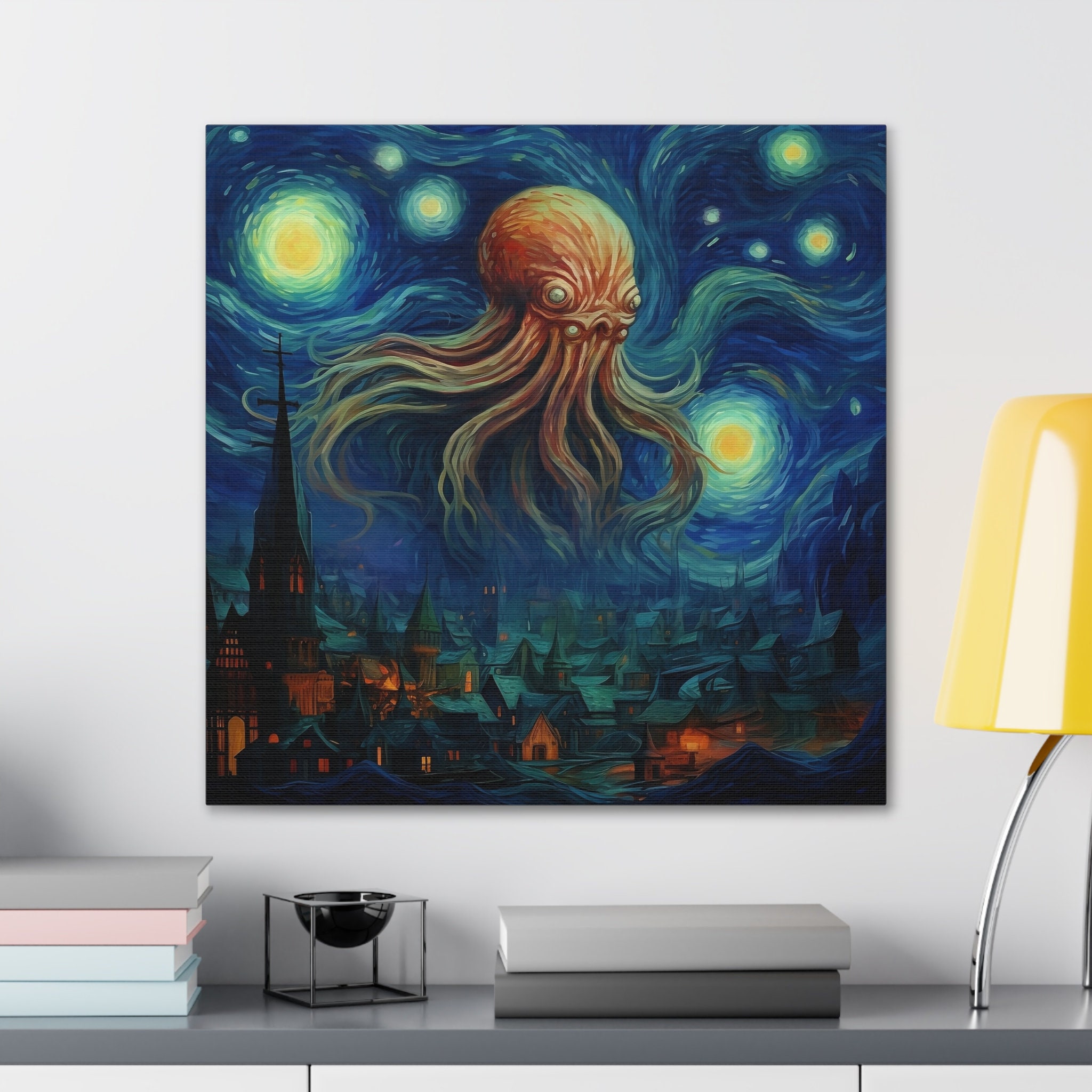Cthulhu's Enigmatic Night: A Van Gogh Inspired Tale of Chaos - Etsy